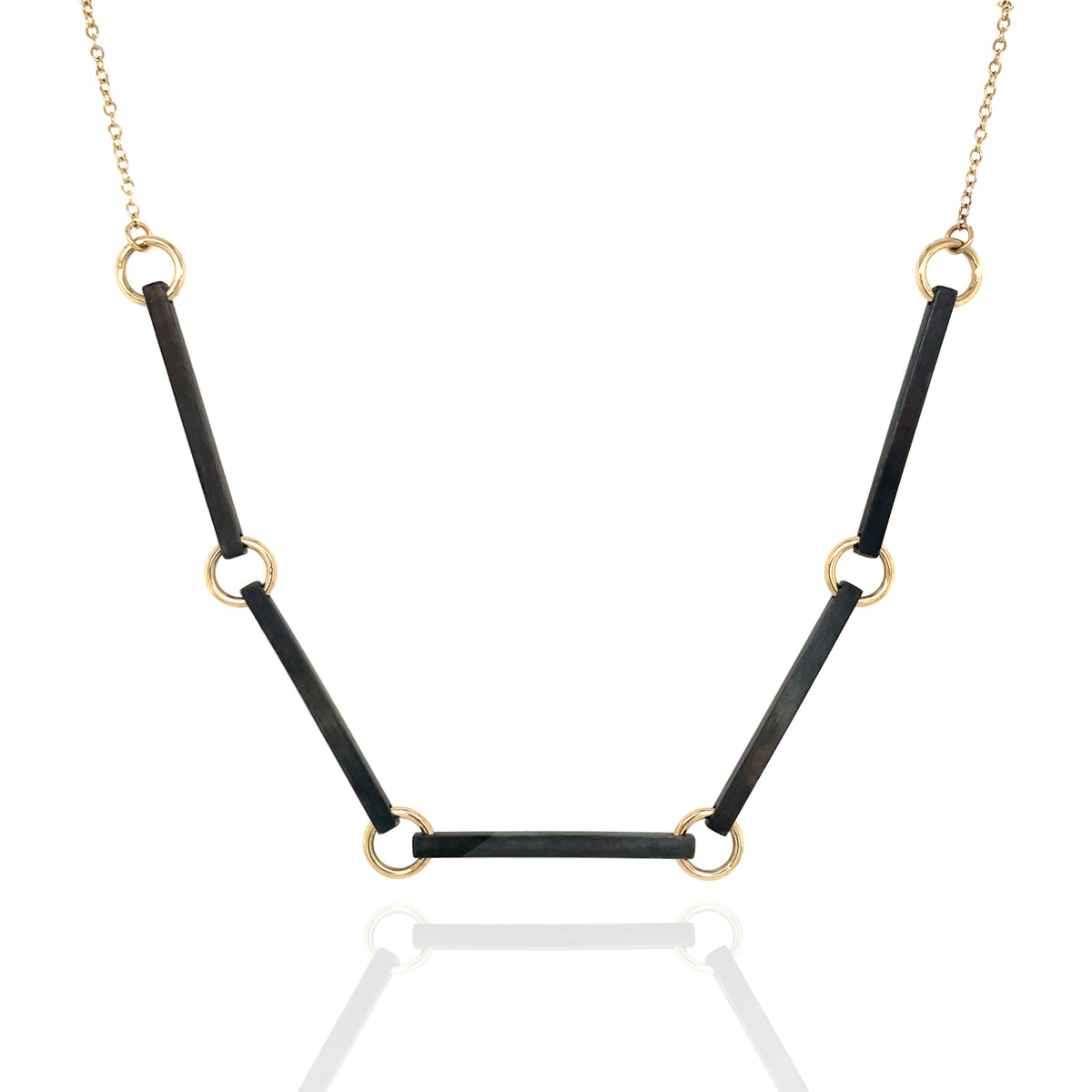 Connections Half Necklace in Black Silver and Gold – Flavia Bennett Designs